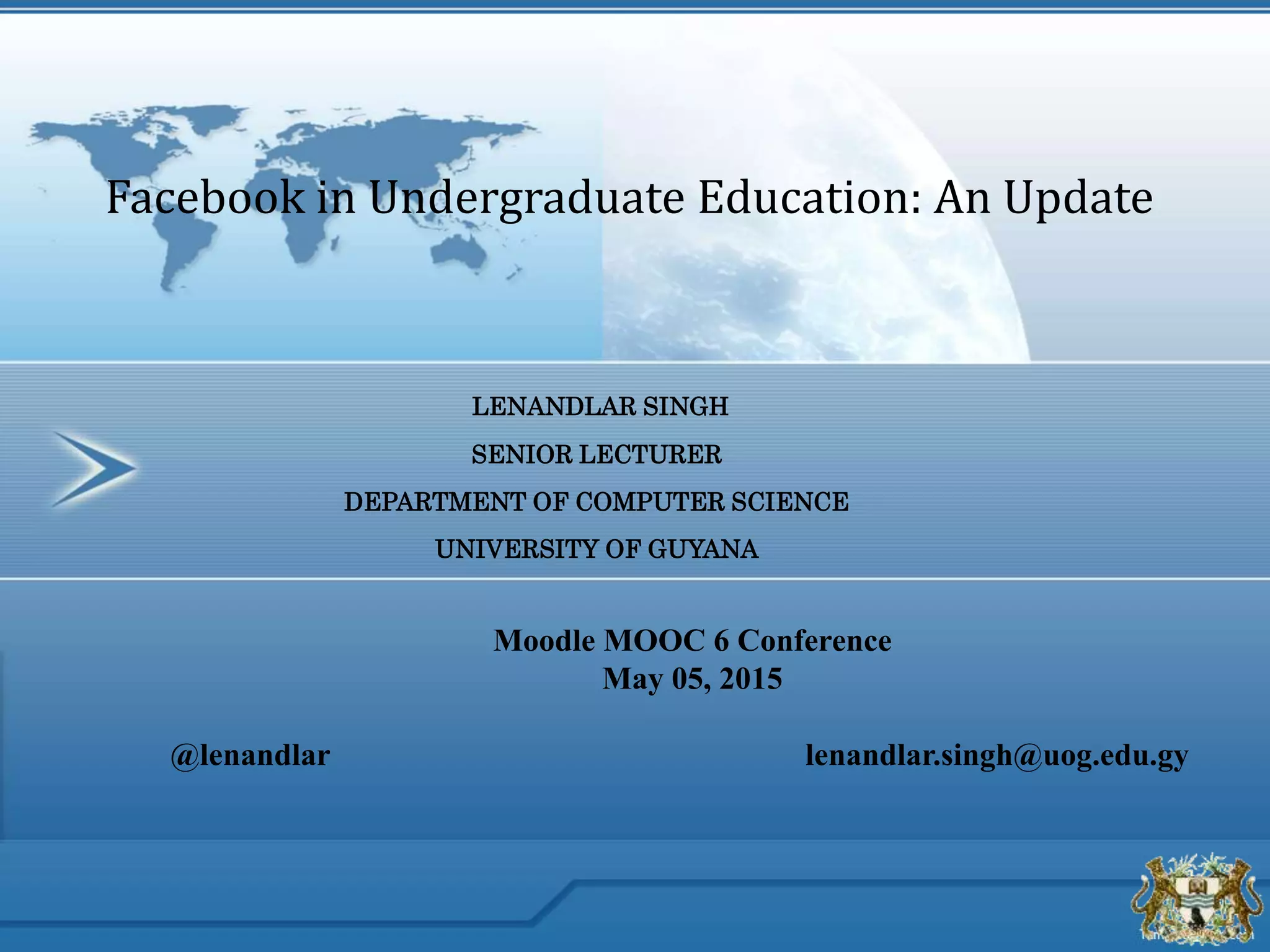 Facebook in undergraduate education | PPTX