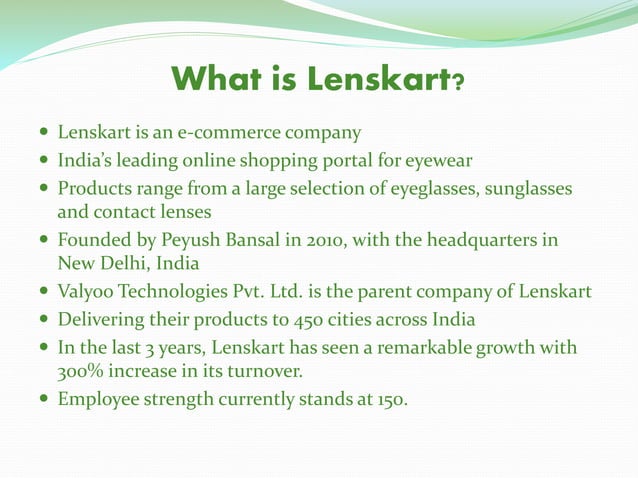 The Story of LensKart | PPTX | Search | Internet