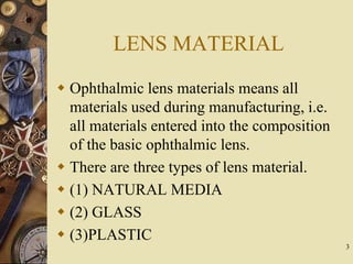 Lens material and its propertes | PPSX