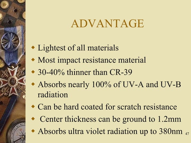 Lens material and its propertes | PPSX
