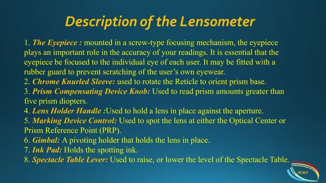 Lensometer | PPTX | Eye and Vision Conditions | Diseases and Conditions