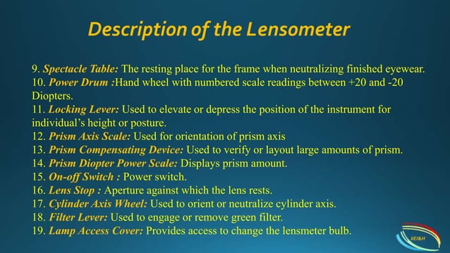 Lensometer | PPTX | Eye and Vision Conditions | Diseases and Conditions