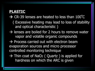 Ophthalmic lens reflections & ARC | PPT