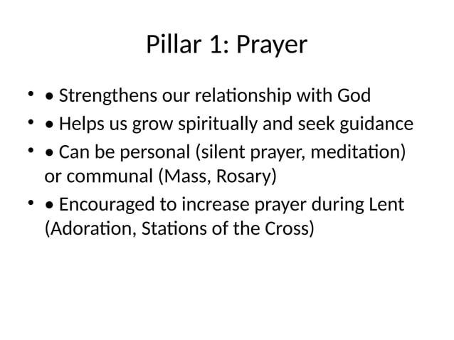 Lenten_Three_Pillars.pptx Recollection for Lay | PPT