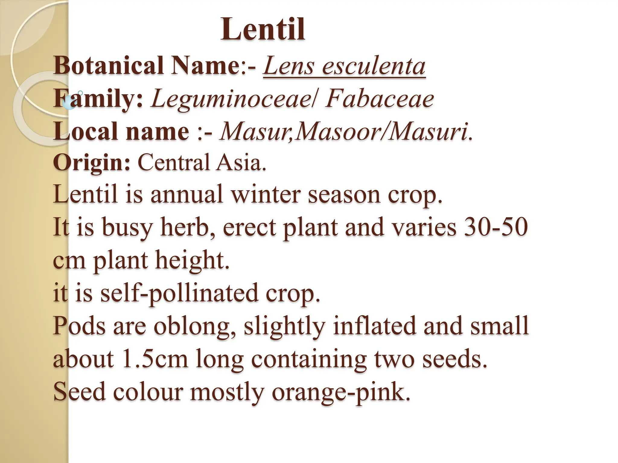 Lentil.....pptx Detail cultivation practices of lentil | PPTX