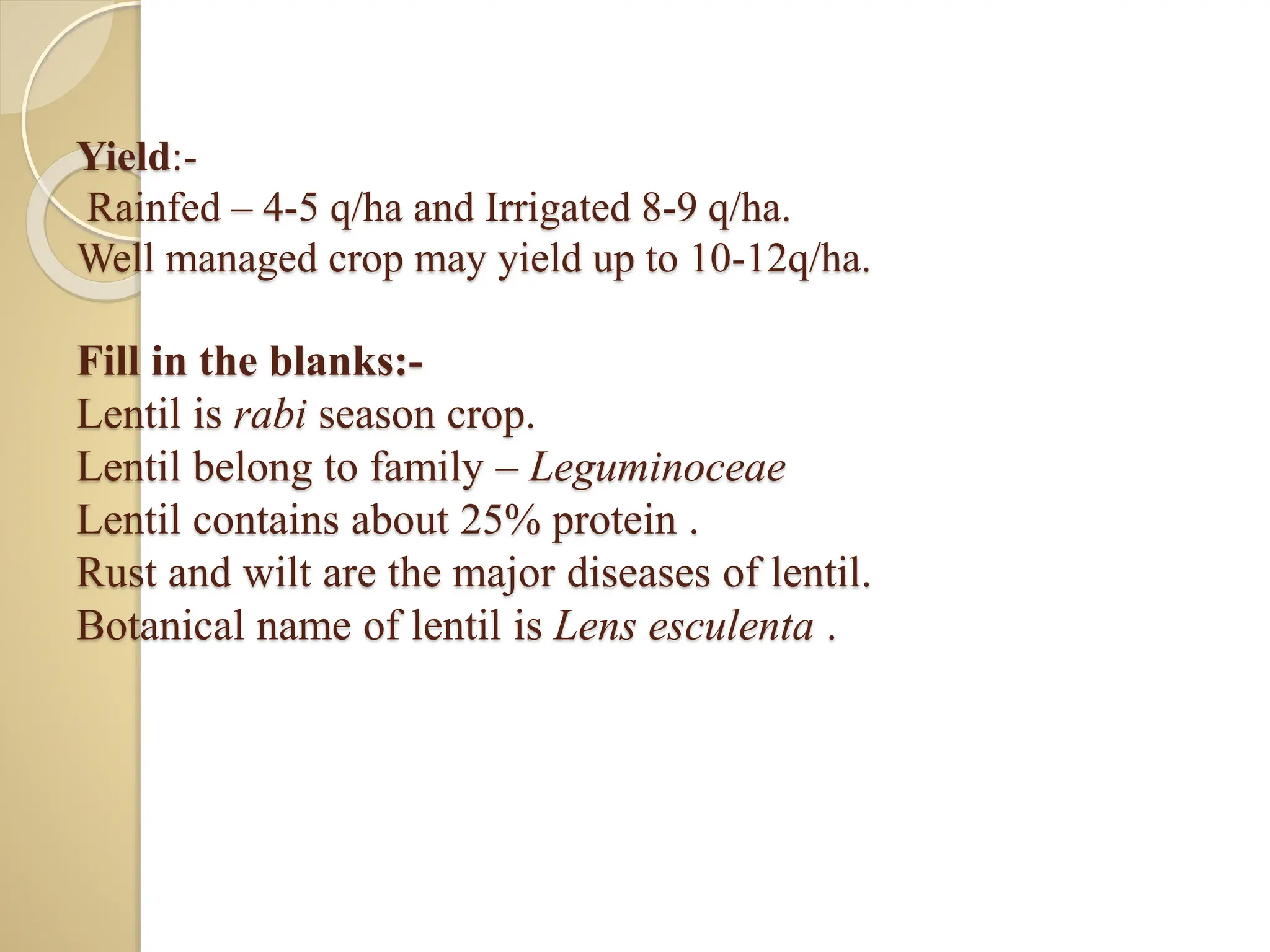 Lentil.....pptx Detail cultivation practices of lentil | PPTX