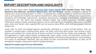 Detailed Project Report on Setting up a Lentil Processing Plant | PPTX