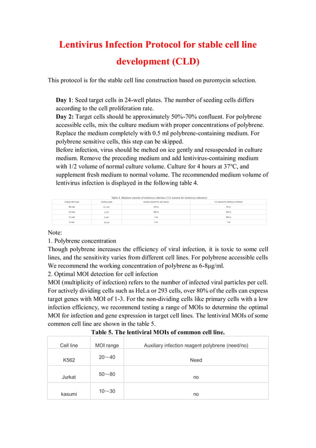 Lentivirus Infection Protocol for stable cell line development (CLD).pdf