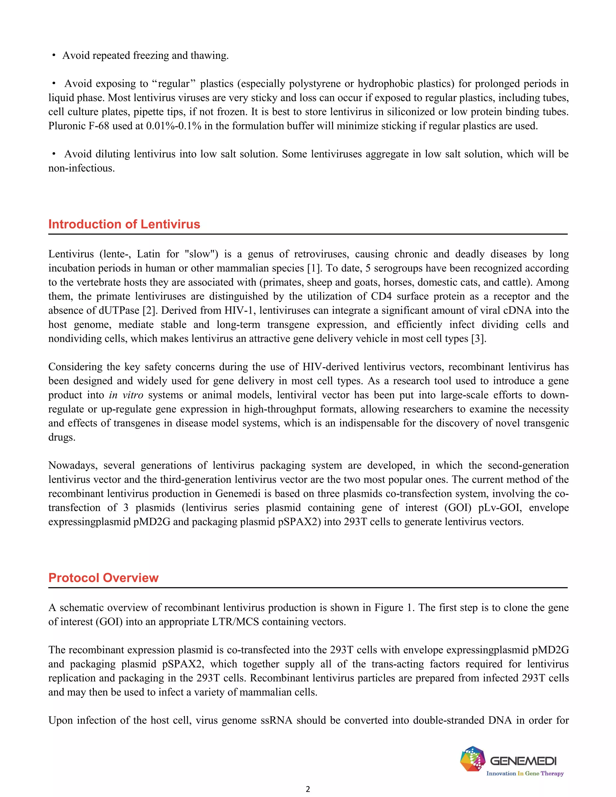 Lentivirus production protocol packaging,concentration and purification ...