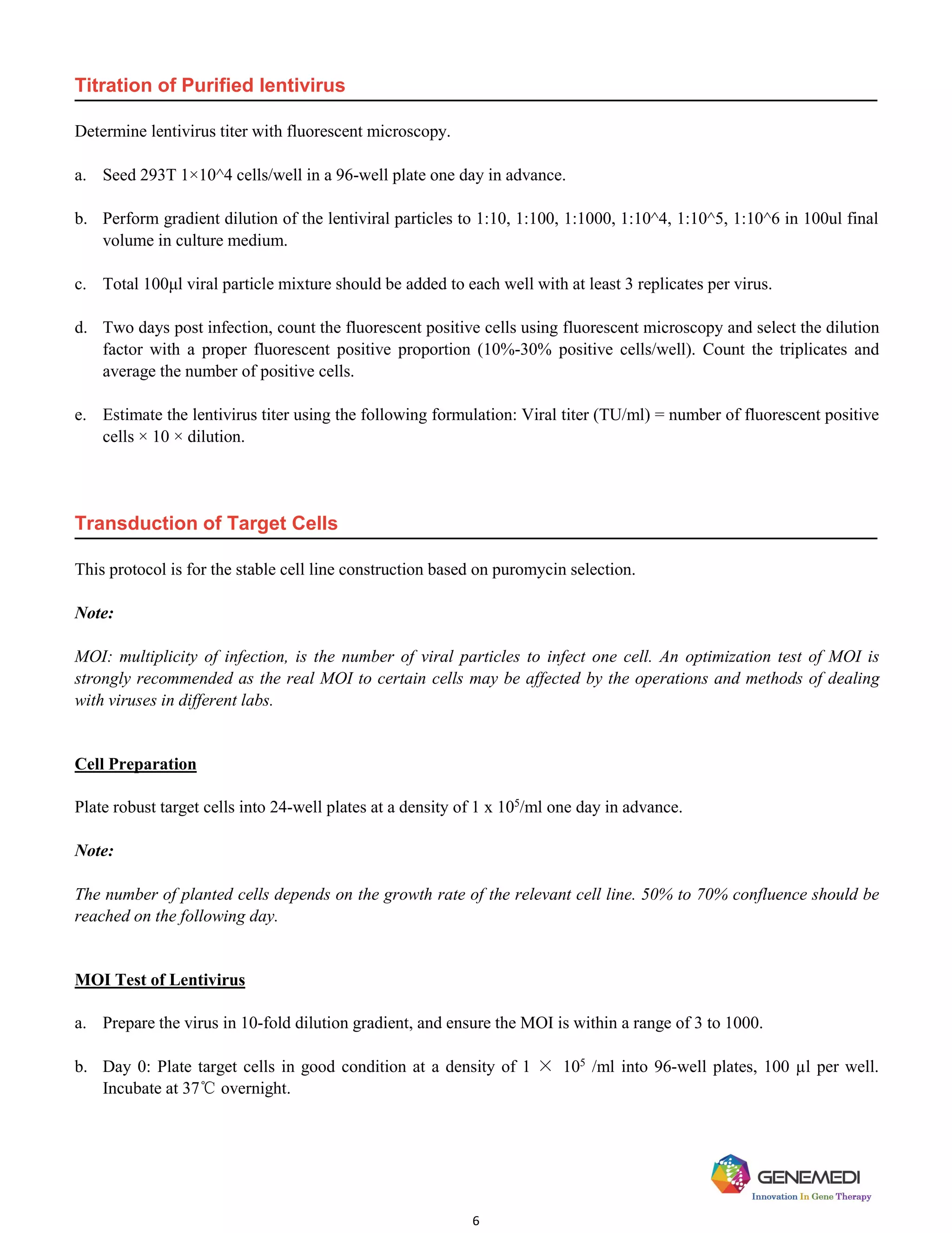 Lentivirus production protocol packaging,concentration and purification ...