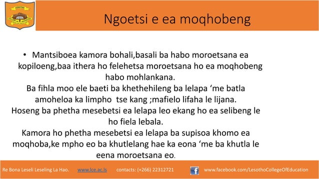 Lenyalo la sesotho | PPTX