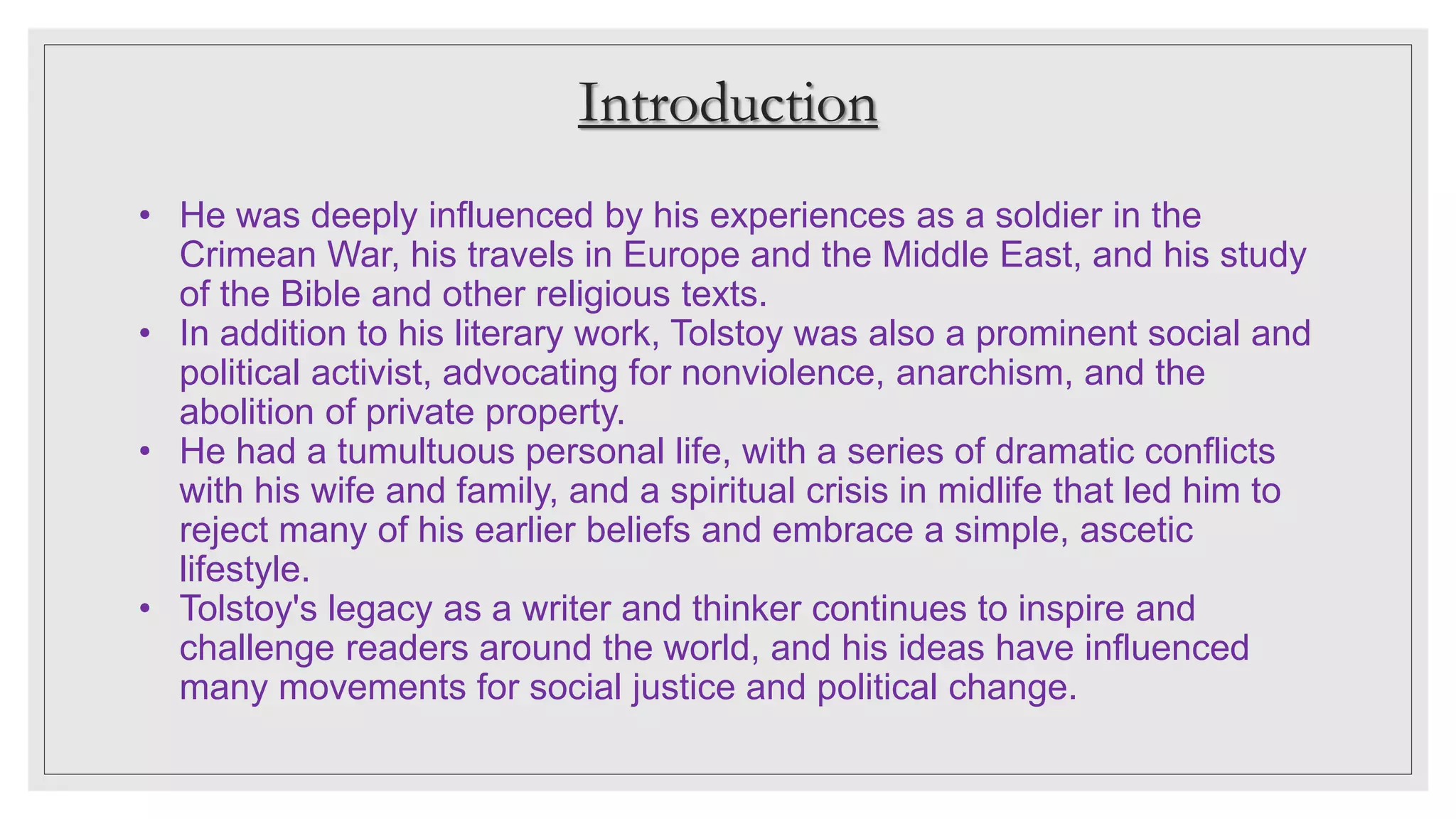 Leo Tolstoy Philosophy presentation By Anuj kumar maurya | PPT