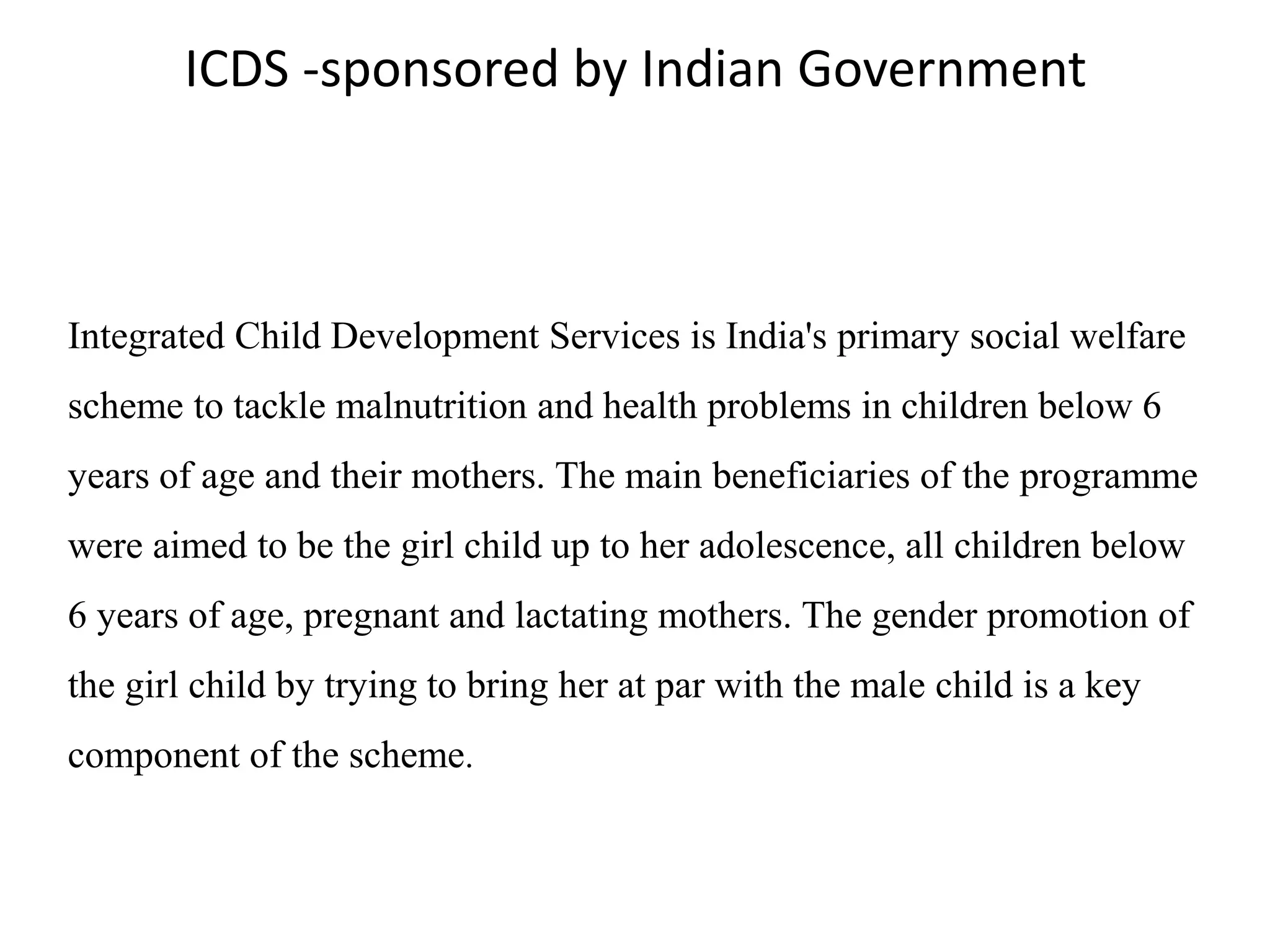 Integrated Child Development Scheme | PPTX