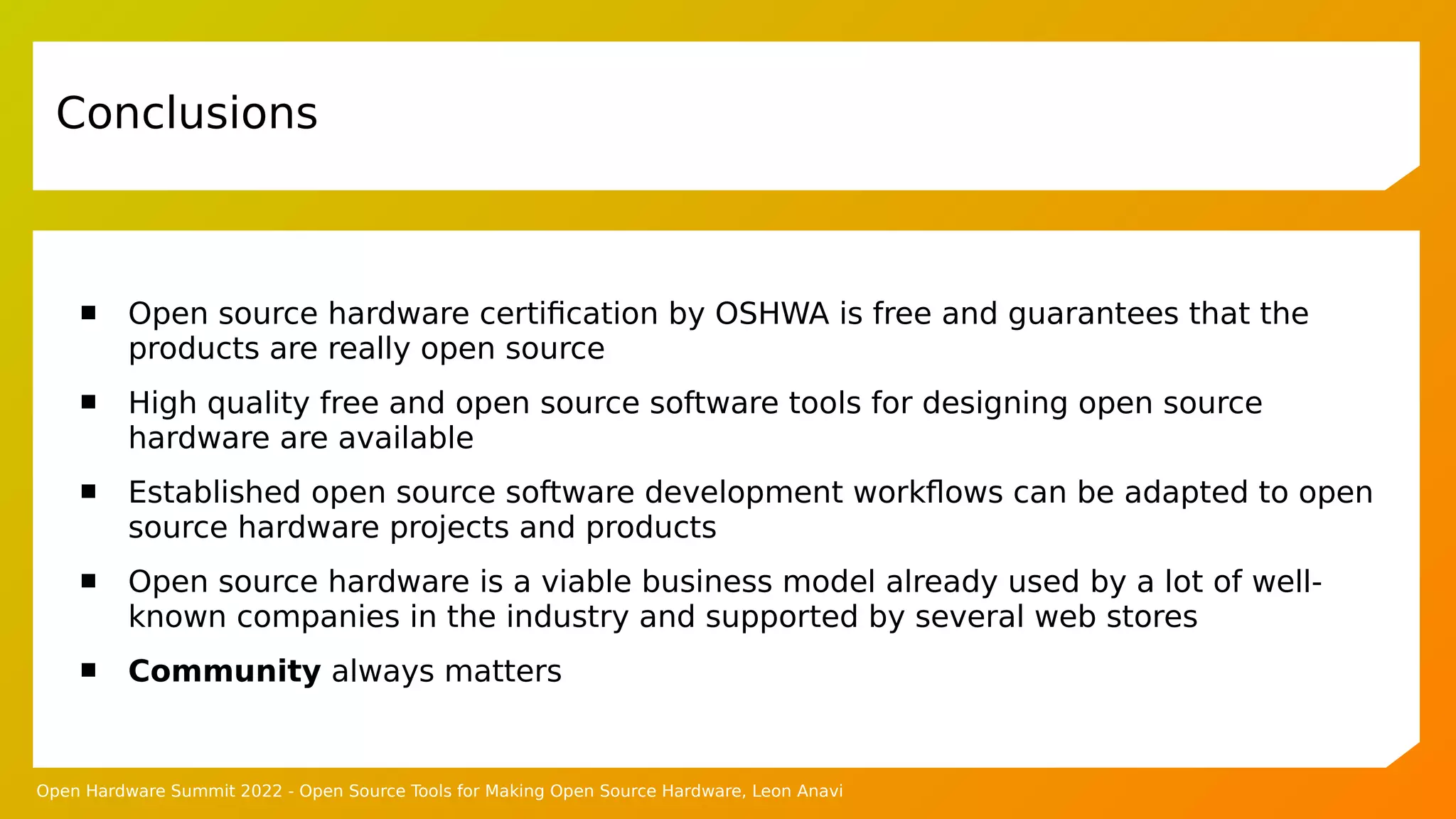 Open Source Tools for Making Open Source Hardware | PPT
