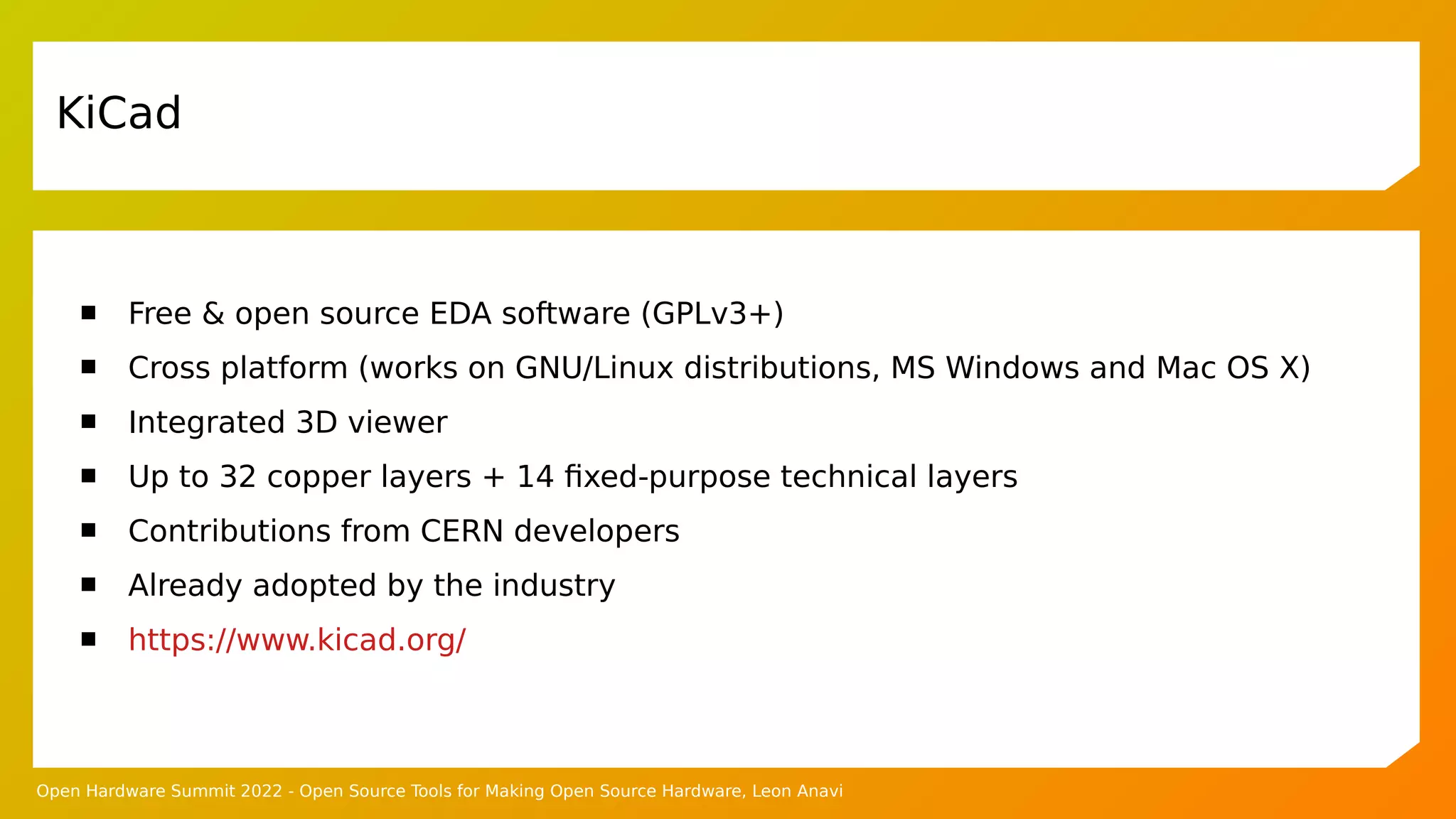 Open Source Tools for Making Open Source Hardware | PPT