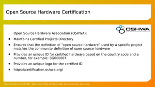 Open Source Tools for Making Open Source Hardware | PPT