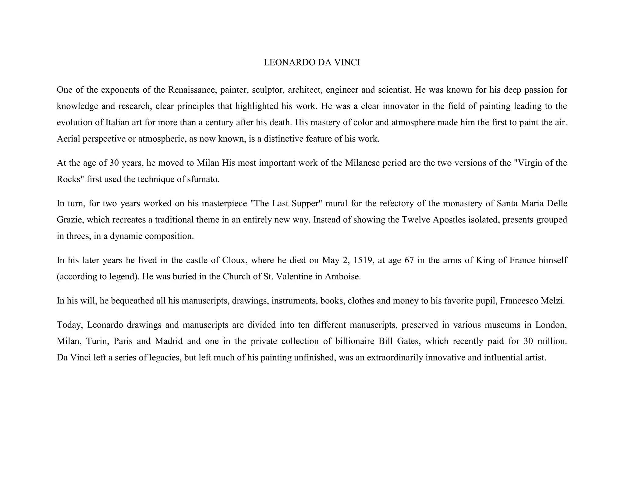 Leonardo da vinci | DOCX