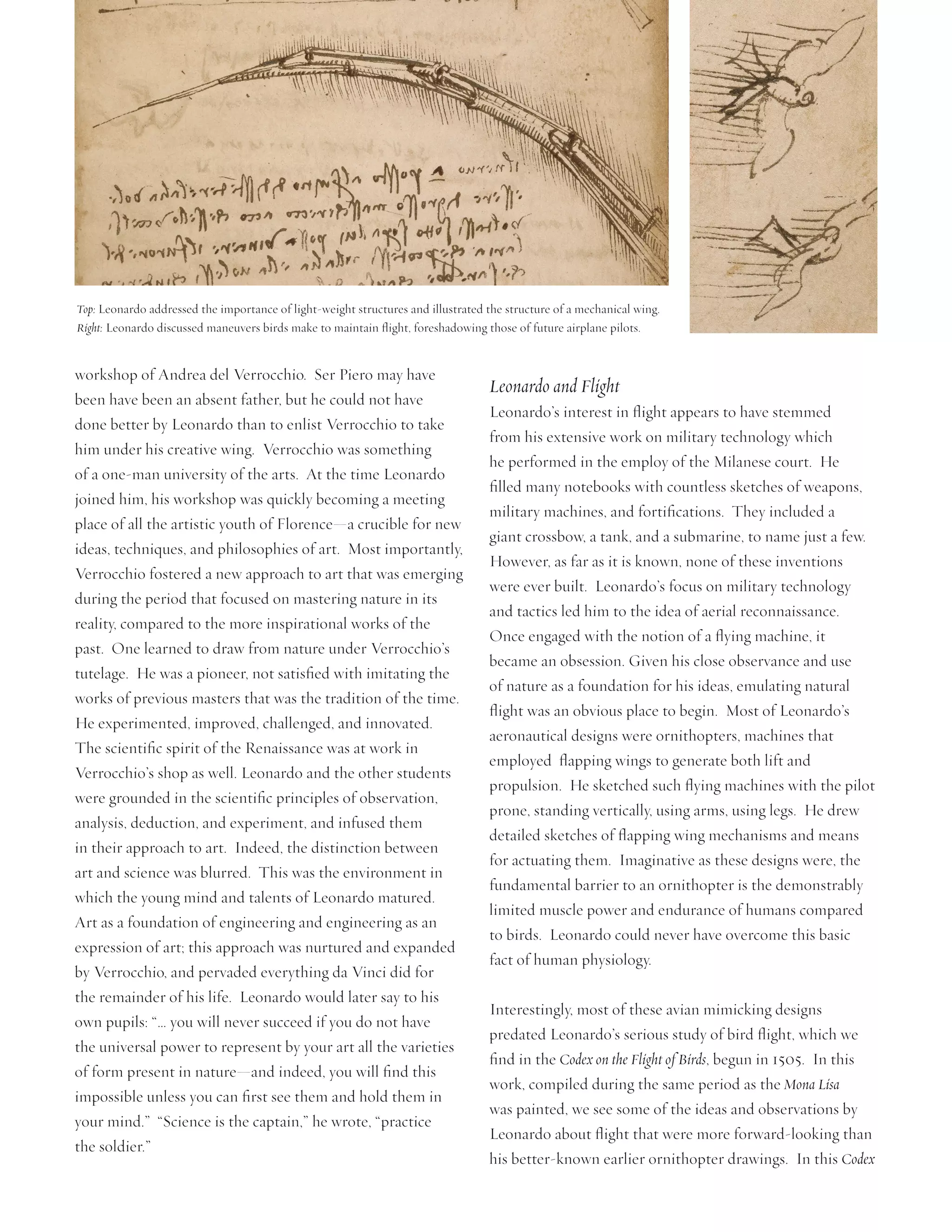 Leonardo da Vinci's Codex on the Flight of Birds | PDF