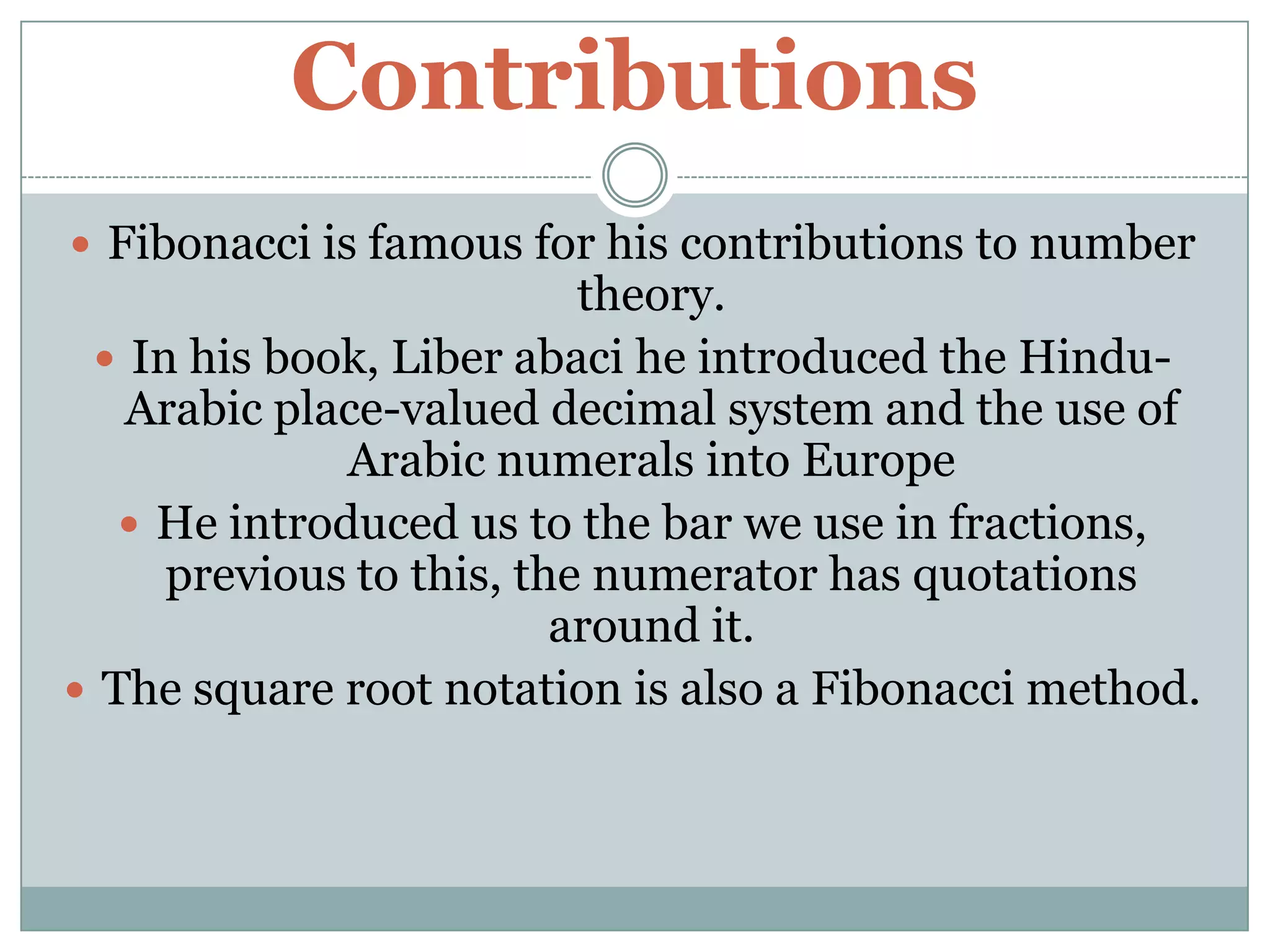 Leonardo pisano fibonacci | PPT