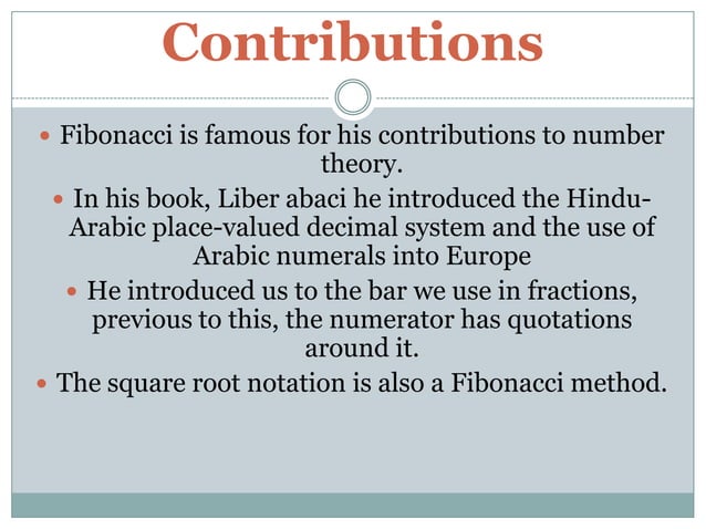 Leonardo pisano fibonacci | PPT