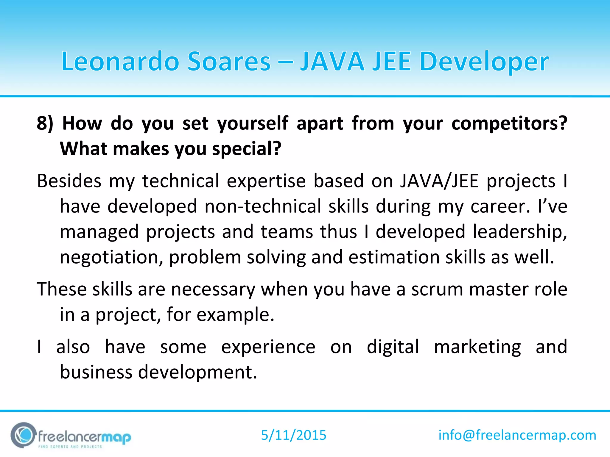 Leonardo Soares – Java Jee Developer | PPT | Free Download