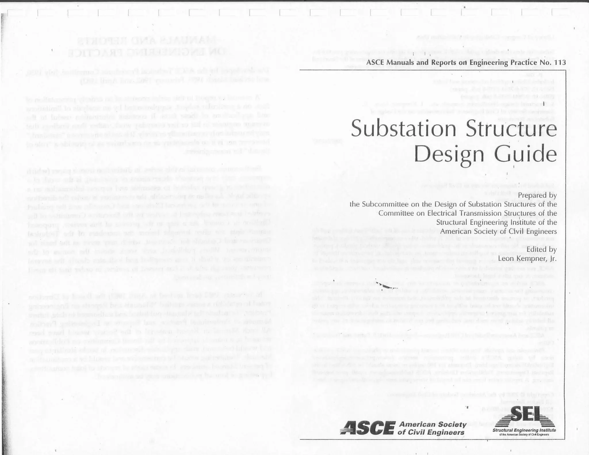 Leon Kempner Jr. (Editor) - Substation Structure Design Guide_ Asce ...