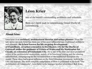 Leon krier | PPTX | Civil Engineering Industry | Industries