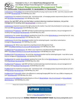 5/21/12 Product Requirements Management Tools w/ Leon Malalel ...