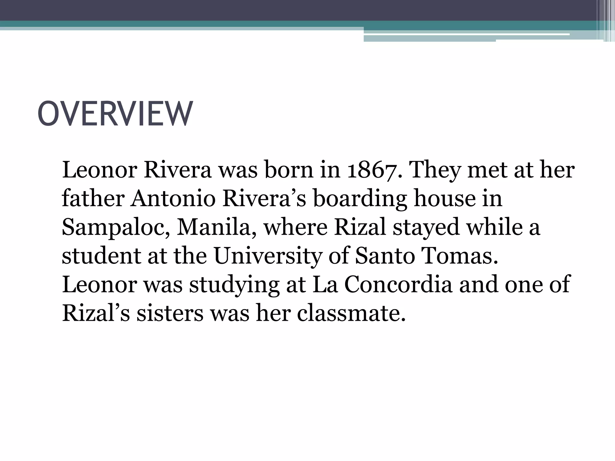Leonor rivera and rizal | PPTX