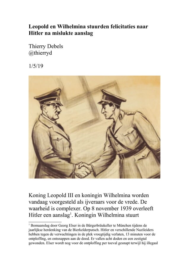 Leopold en Wilhelmina: felicitaties voor Hitler na mislukte aanslag ...