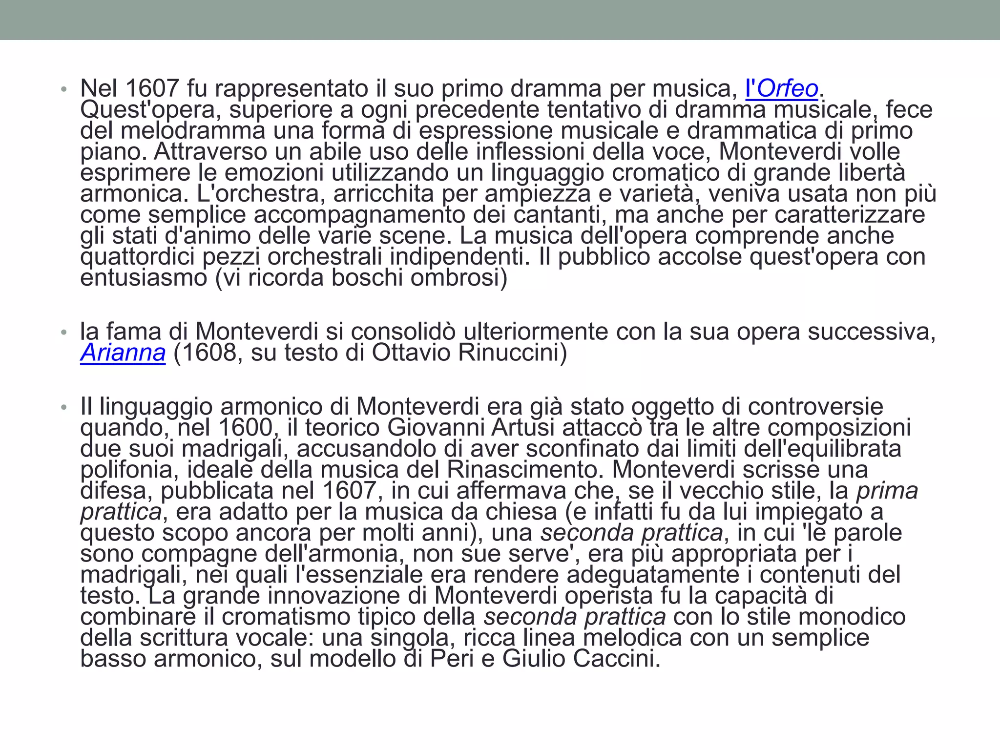 Le origini del melodramma | PPTX