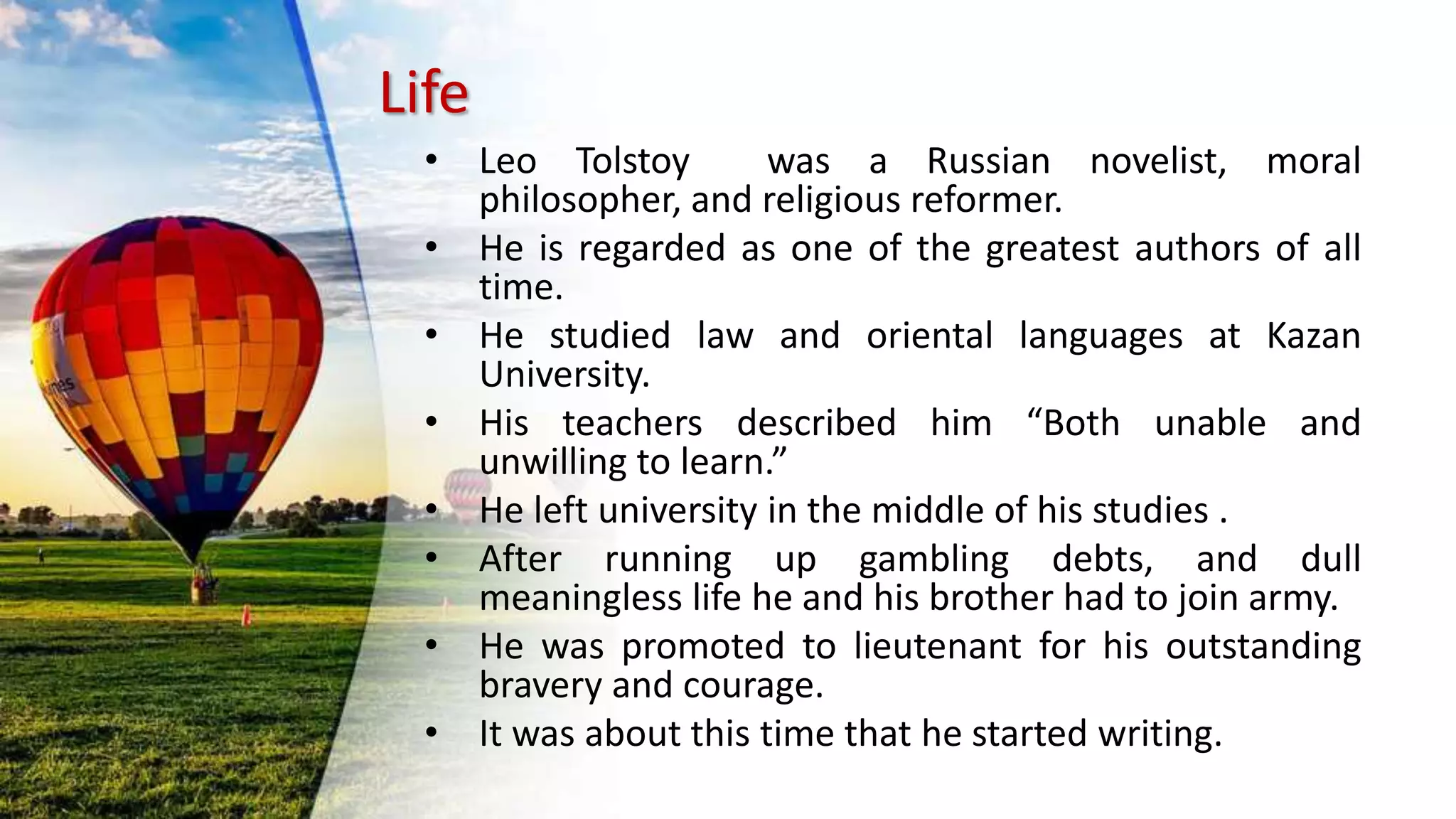 Leo tolstoy russian literature | PPTX