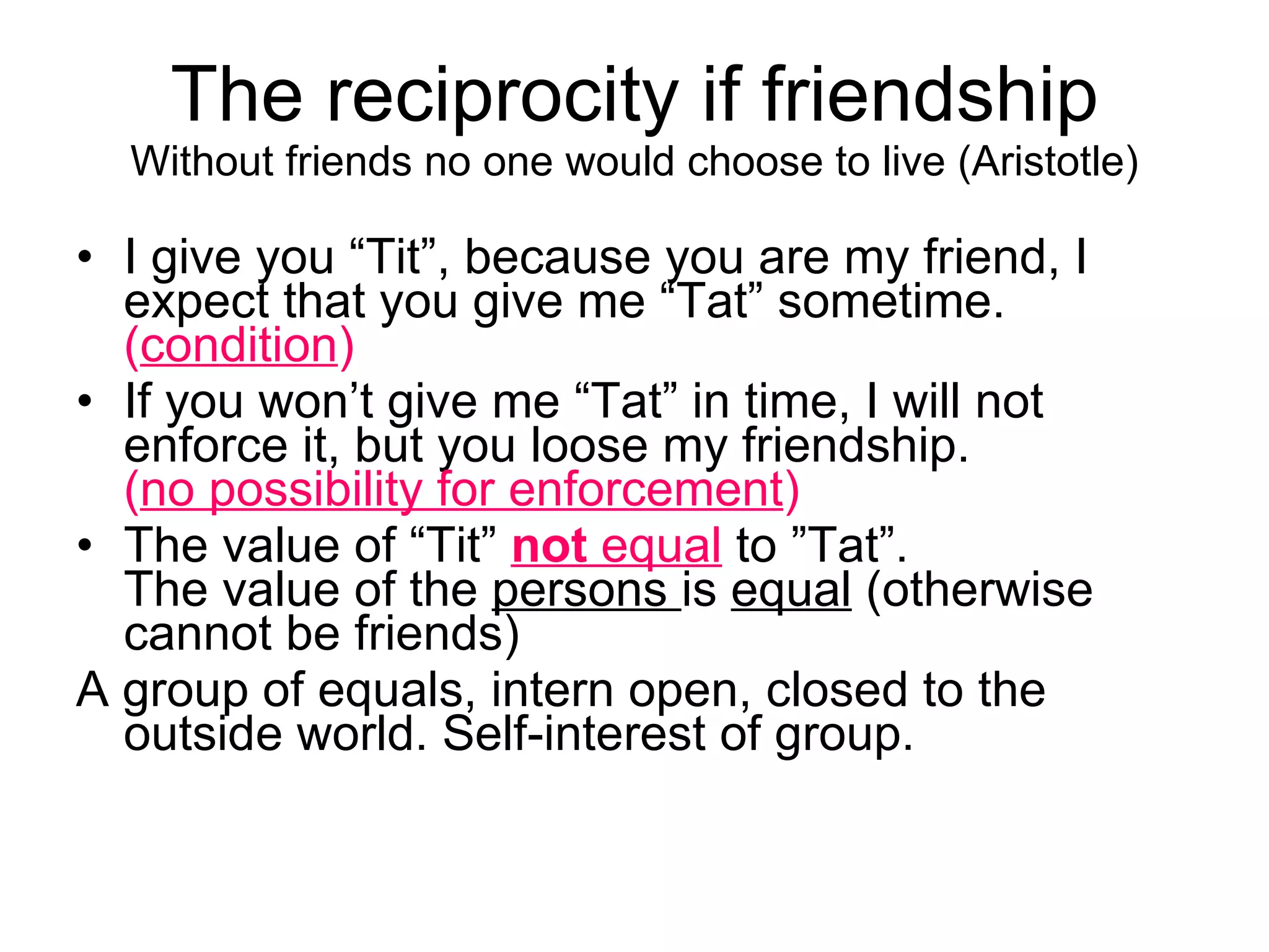 Levels of reciprocity in economics by Leo Andringa | PPT