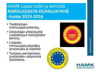 HAMK Lepaa tutkii ja kehittää 2015 | PPT
