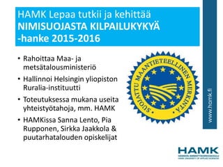 HAMK Lepaa tutkii ja kehittää 2015 | PPT