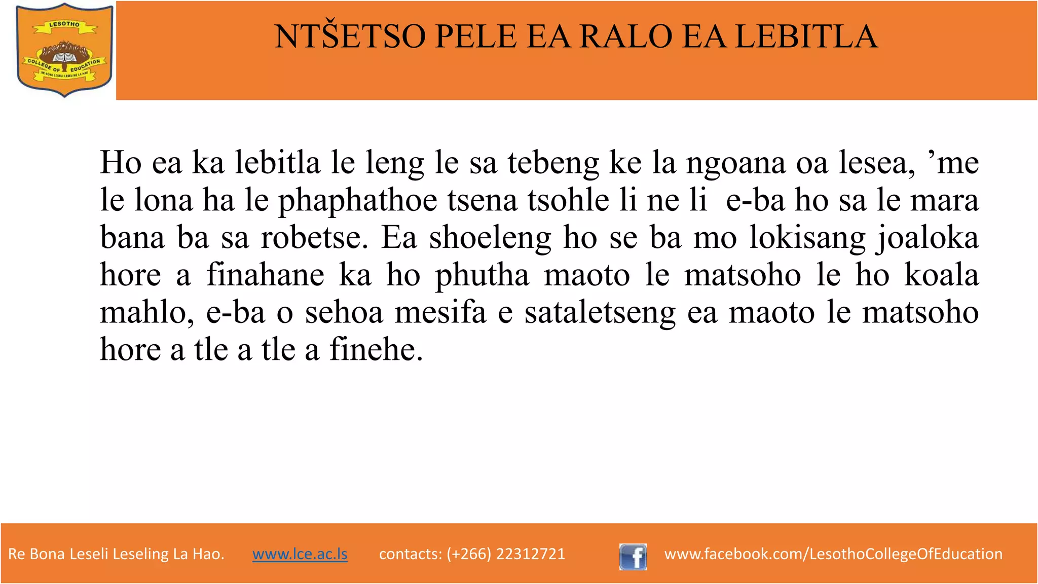 Lepato la sesotho khale | PPTX