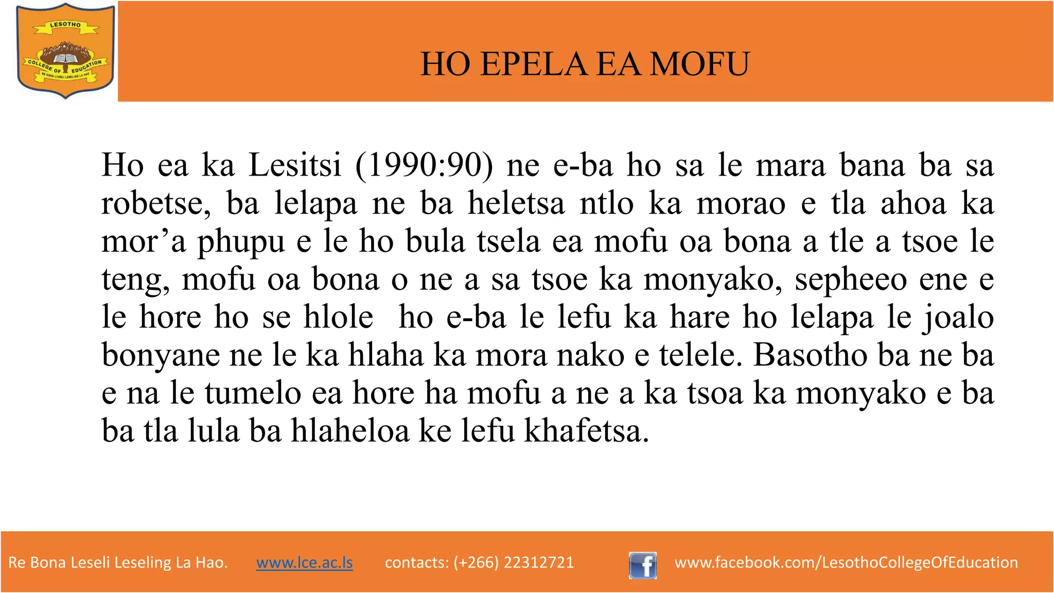 Lepato la sesotho khale | PPTX