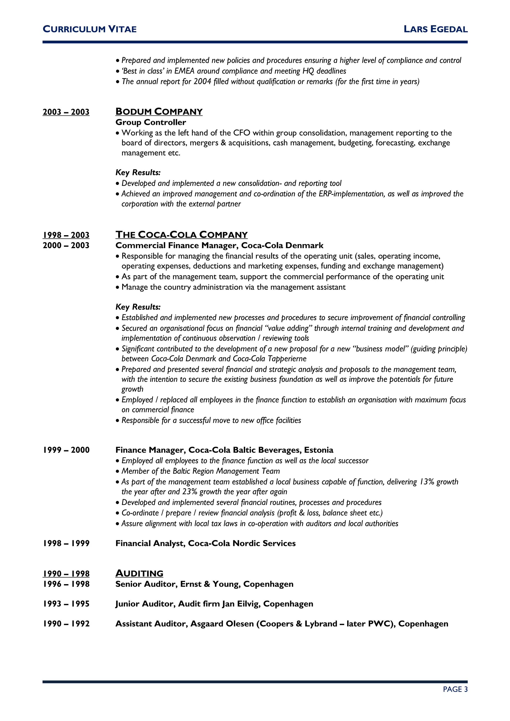 Resume Lars Egedal | PDF