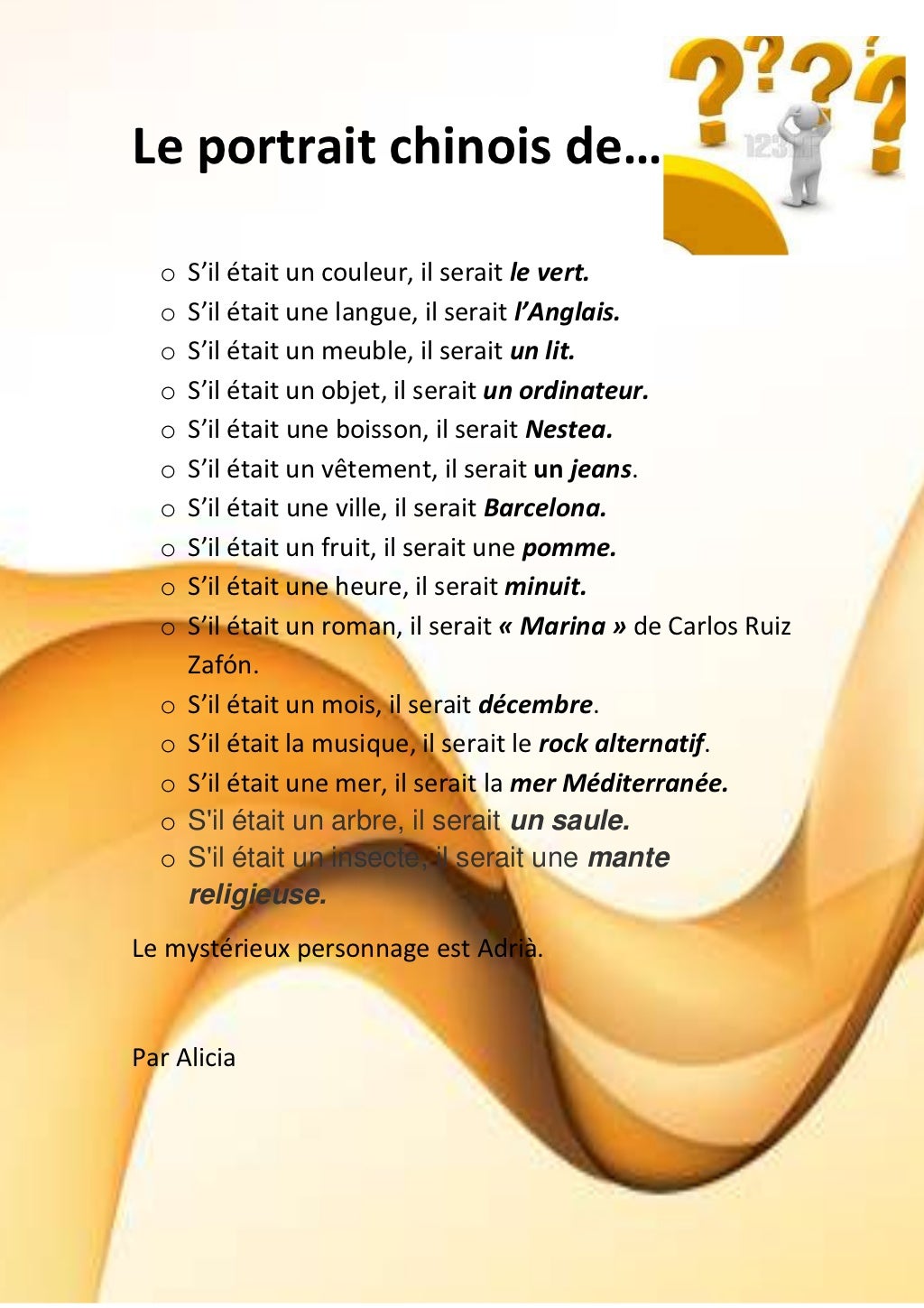 Le portrait chinois d'Adrià par Alicia