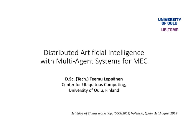 Distributed Artificial Intelligence with Multi-Agent Systems for MEC | PDF