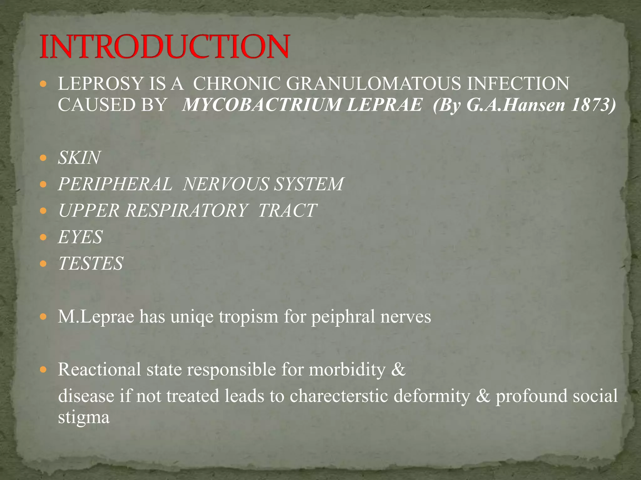 Management of Leprosy | PPTX