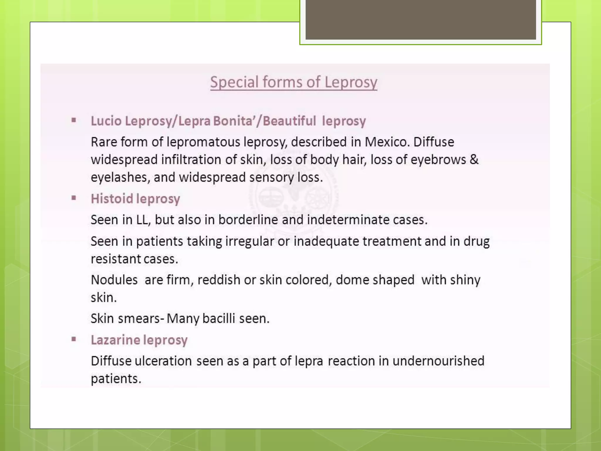 Leprosy - case definition and examination | PPTX