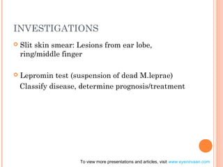 Leprosy - Part 1 - a presentation at www.eyenirvaan.com