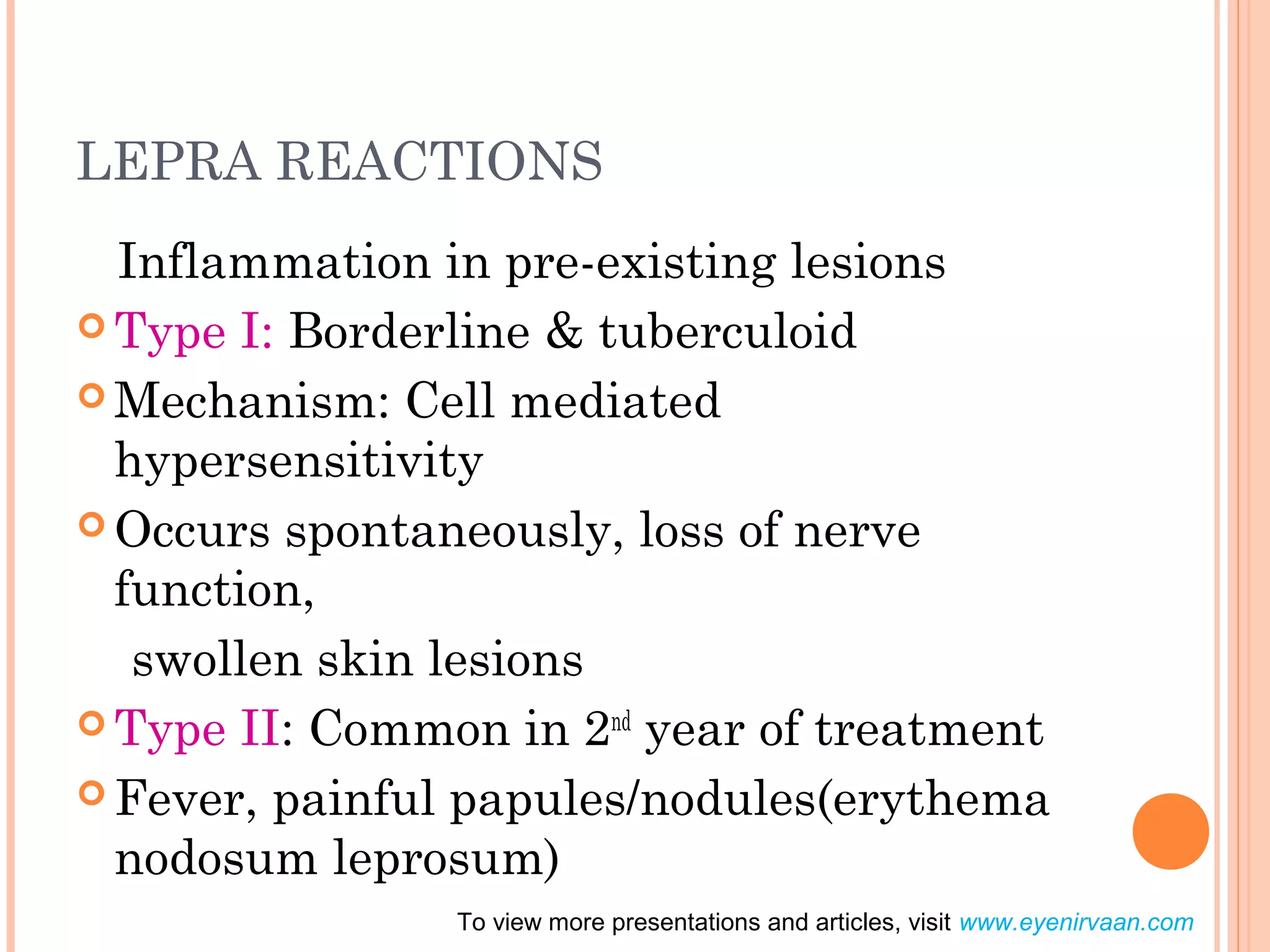Leprosy - Part 1 - a presentation at www.eyenirvaan.com