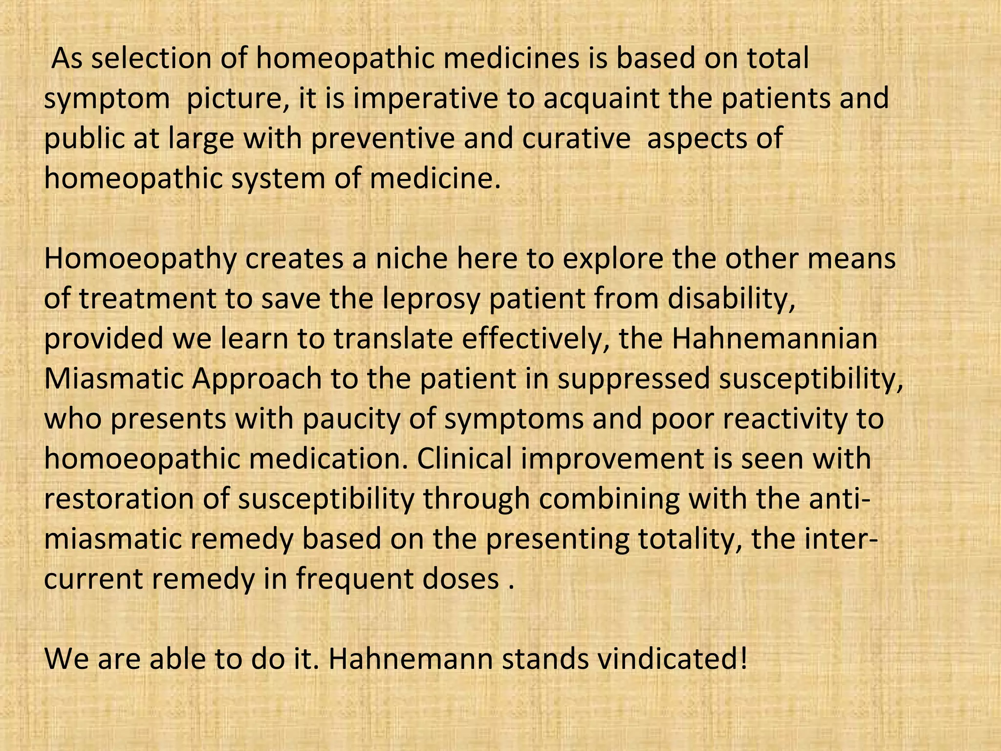 LEPROSY a homeopathic perspective | PPT