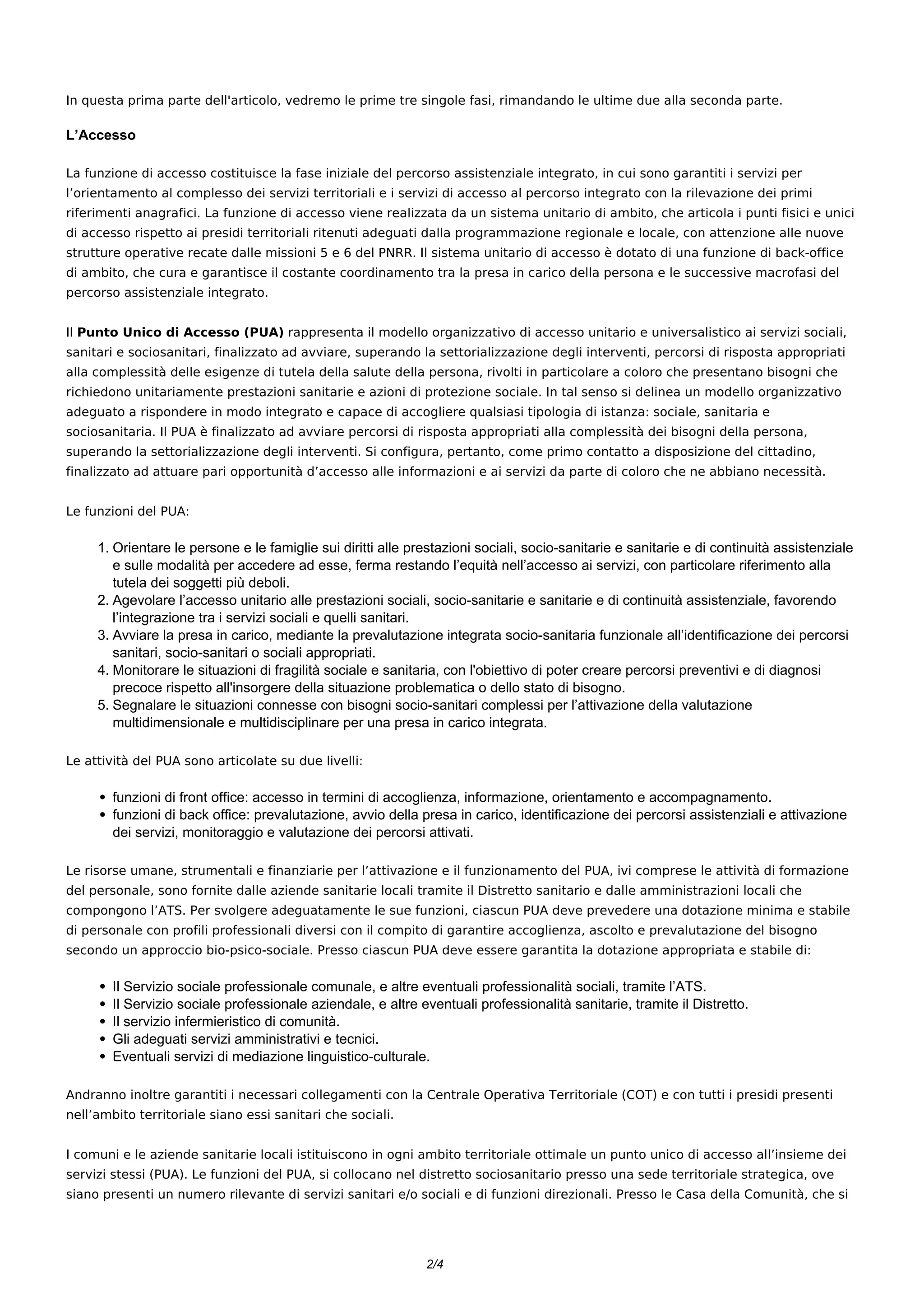 LEPS: IL PERCORSO ASSISTENZIALE INTEGRATO - parte 1° | PDF