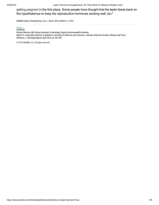Leptin hormone & supplements do they work for obesity & weight loss | PDF