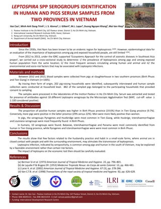 Leptospira spp. serogroups identification in human and pig serum samples from two provinces in ...