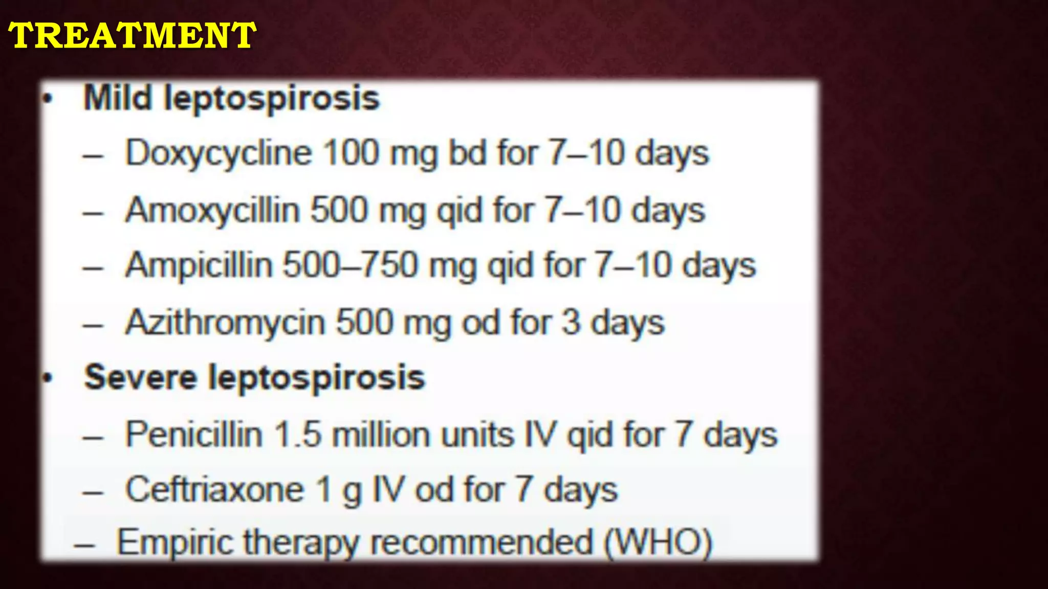 Leptospirosis : update on management | PPTX