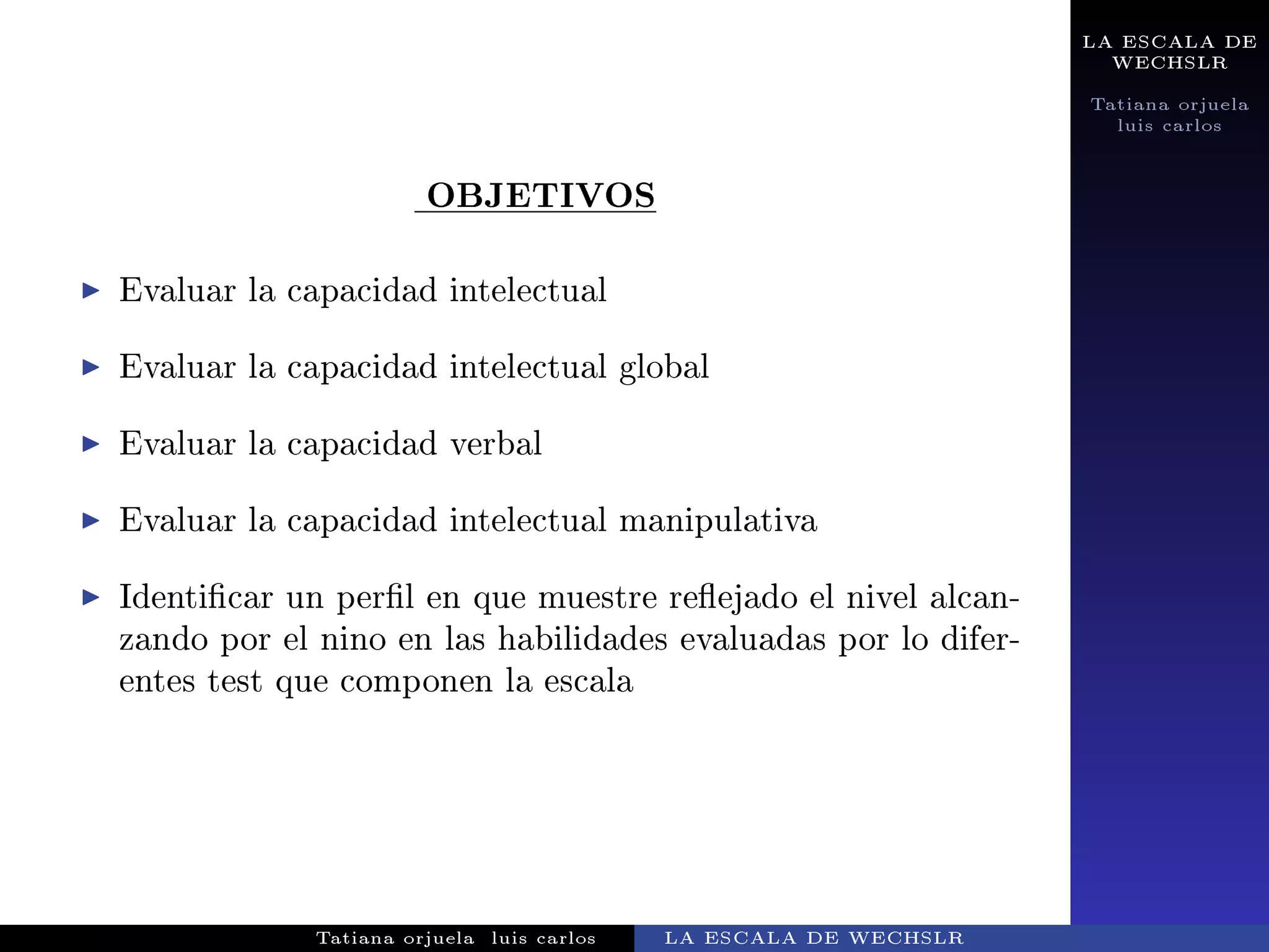 LA ESCALA DE WECHSLER PREESCOLAR Y PRIMARIA | PPT